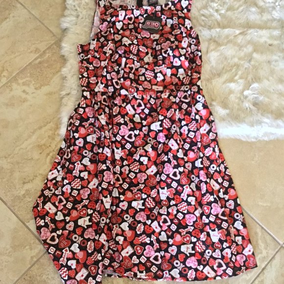 Retrolicious | Dresses | Retrolicious Hearts Dress Size X New | Poshmark